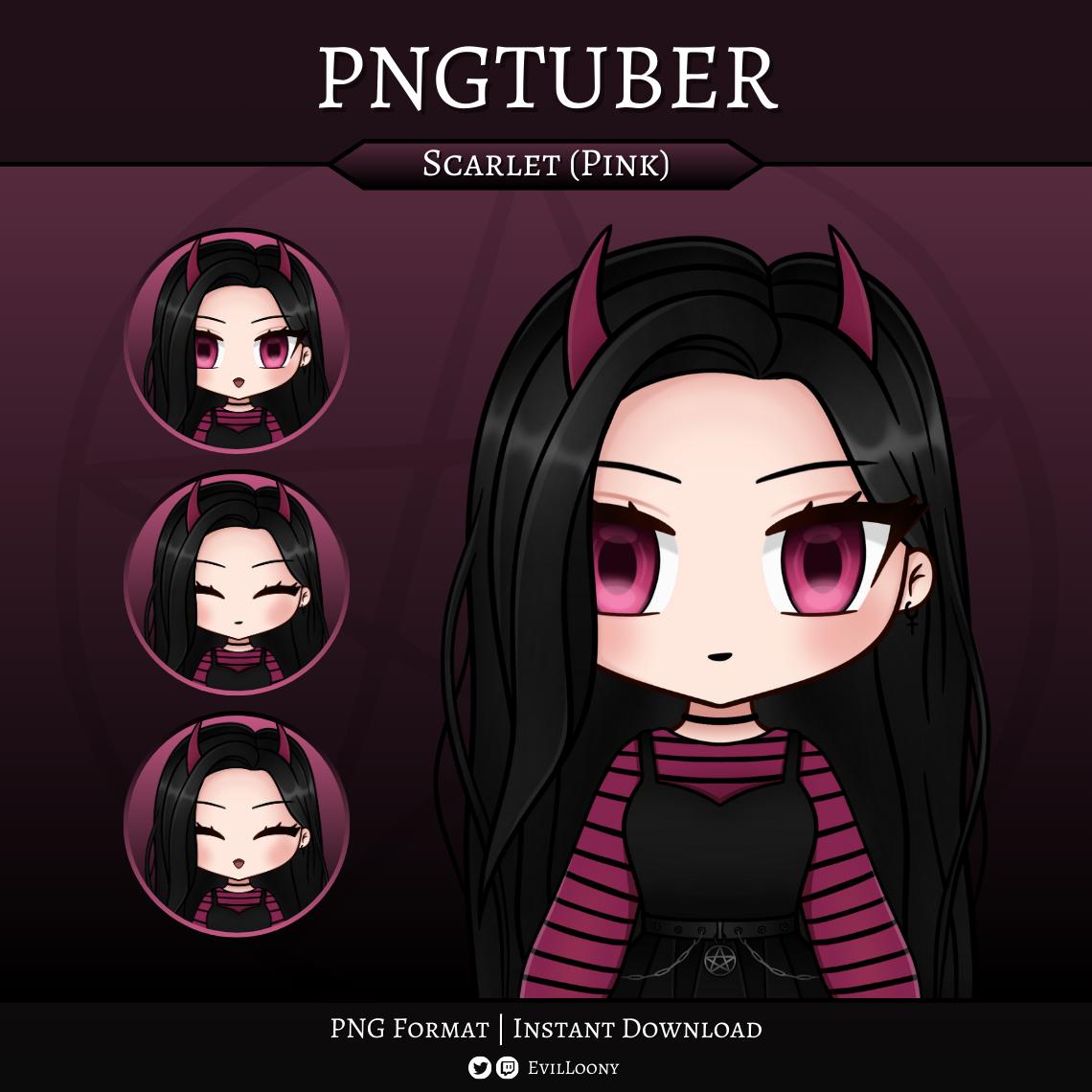 STARTER PACK Pngtuber - Chibi Girl (pink) | Overlays | Schedule | Devil ...