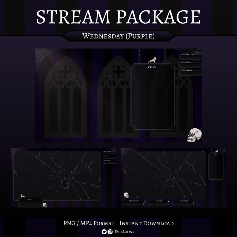 STREAM PACKAGE - Wednesday 2.0 (purple) | Animated | Twitch | Youtube ...