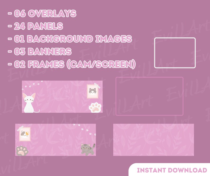 STREAM PACKAGE - Soft Cats | Animated | Twitch | Youtube | Overlays ...