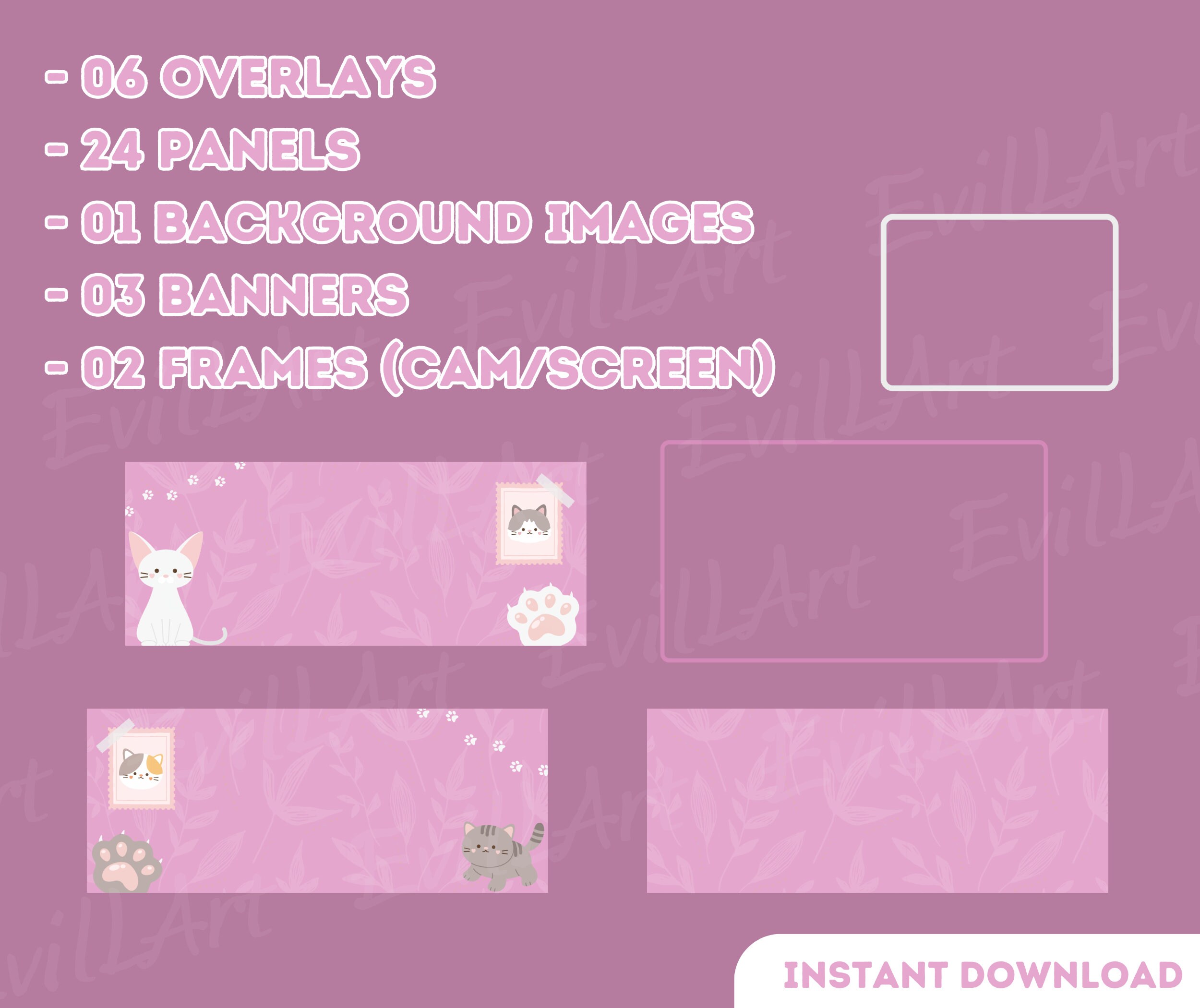 STREAM PACKAGE - Soft Cats | Animated | Twitch | Youtube | Overlays ...