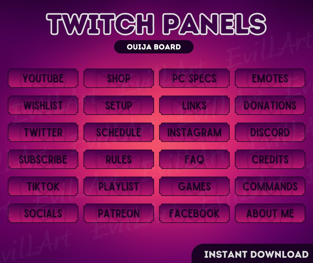 TWITCH PANELS (24) - Ouija Board | Overlays | Twitch | Youtube | Panels ...