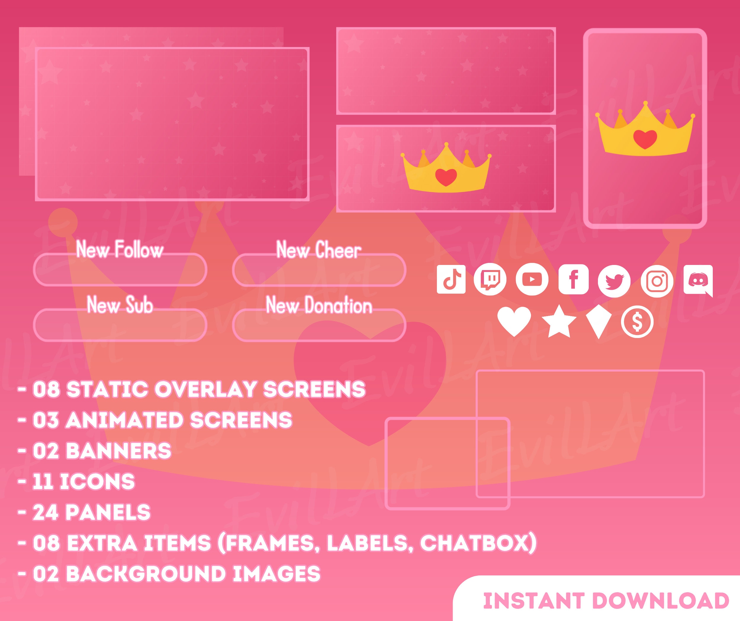 STREAM PACK - Princess Peach | Twitch | Youtube | Overlays | Animated ...