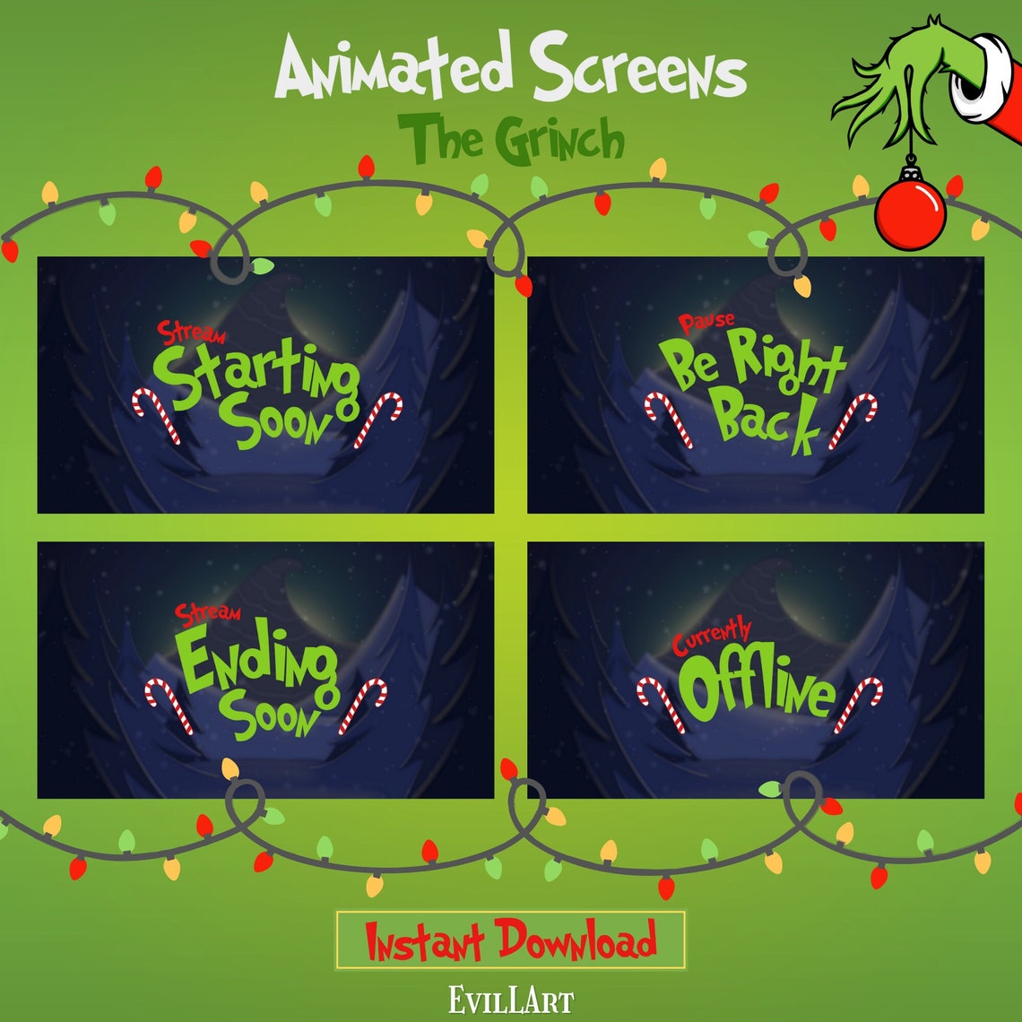 ANIMATED SCENES the Grinch Christmas Twitch Youtube - Etsy