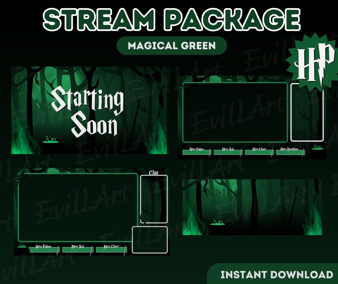 STREAM PACK - Hogwarts Forest (green) | Twitch | Youtube | Overlays ...