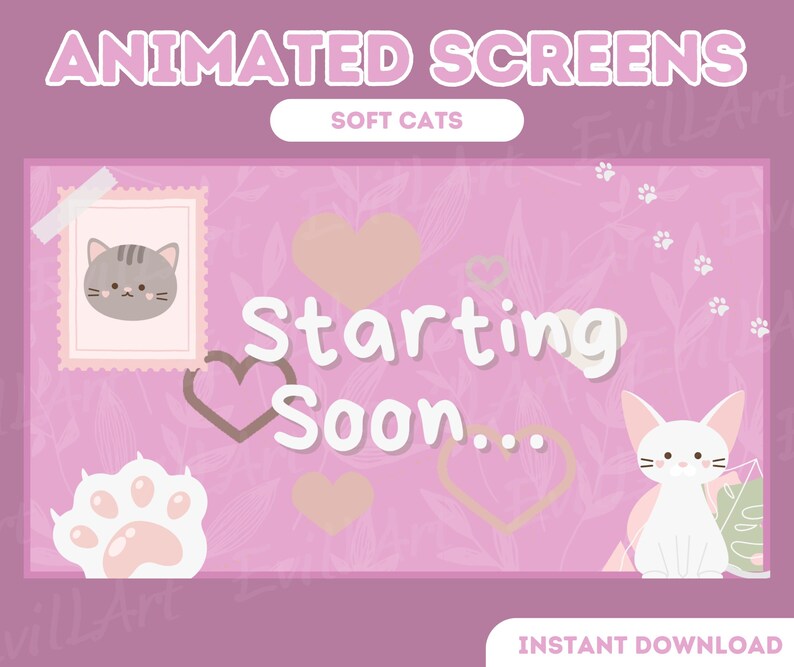 ANIMATED SCENES Soft Cats Stream Screens Twitch Youtube Pastel Cats ...