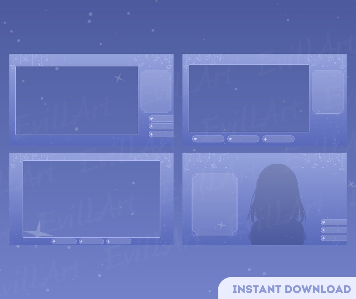 VTUBER PACK - Blue Galaxy | Animated | Overlays | Twitch | Youtube ...
