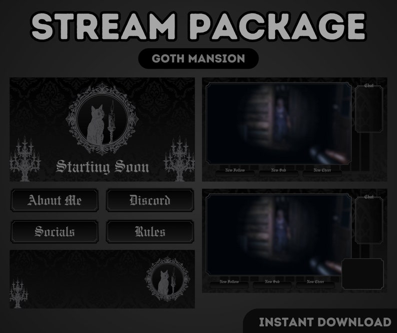 STREAM PACK - Goth Mansion | Animated | Twitch | Youtube | Overlays ...
