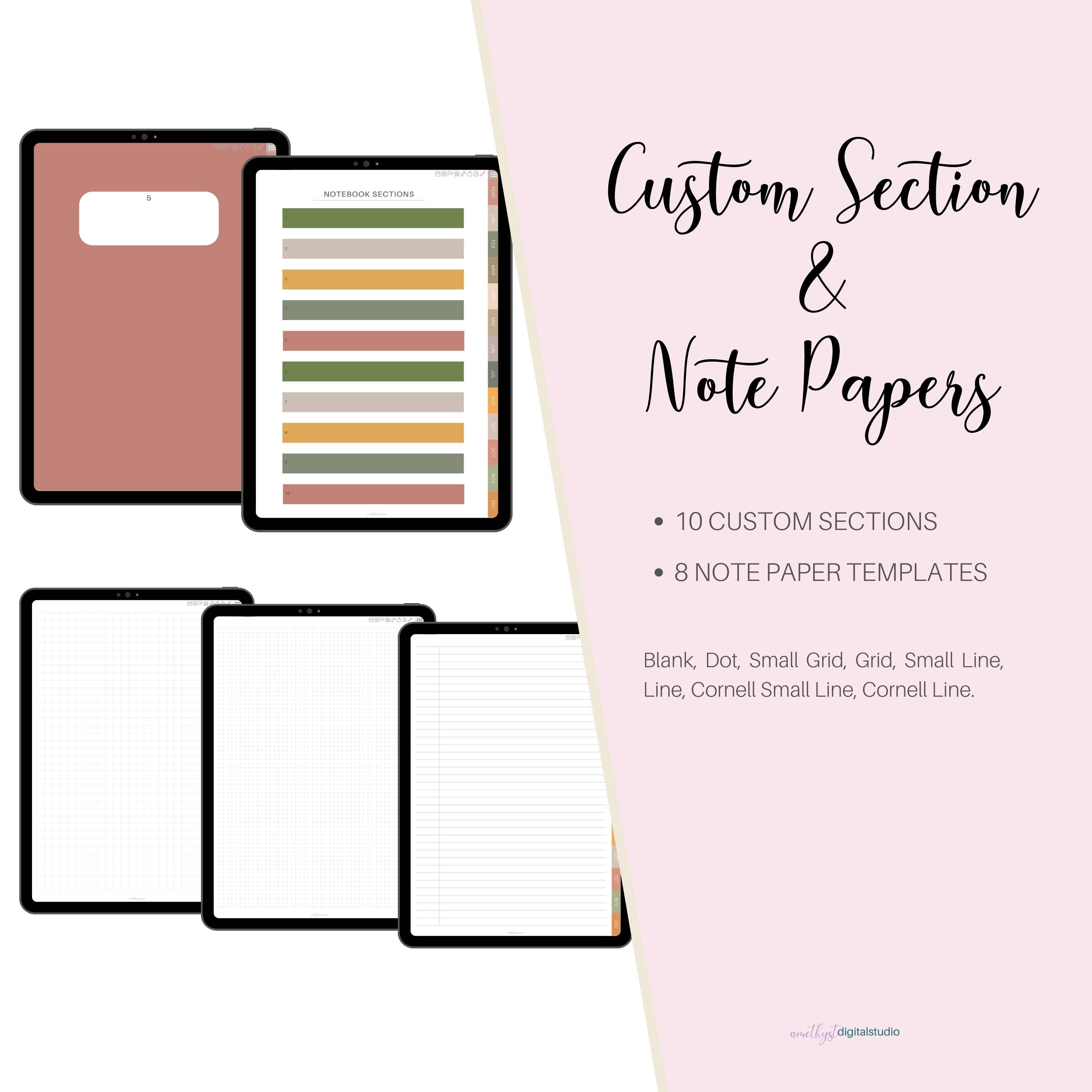 Undated Digital Planner - Earth Boho Tones - Hyperlinked PDF Digital ...