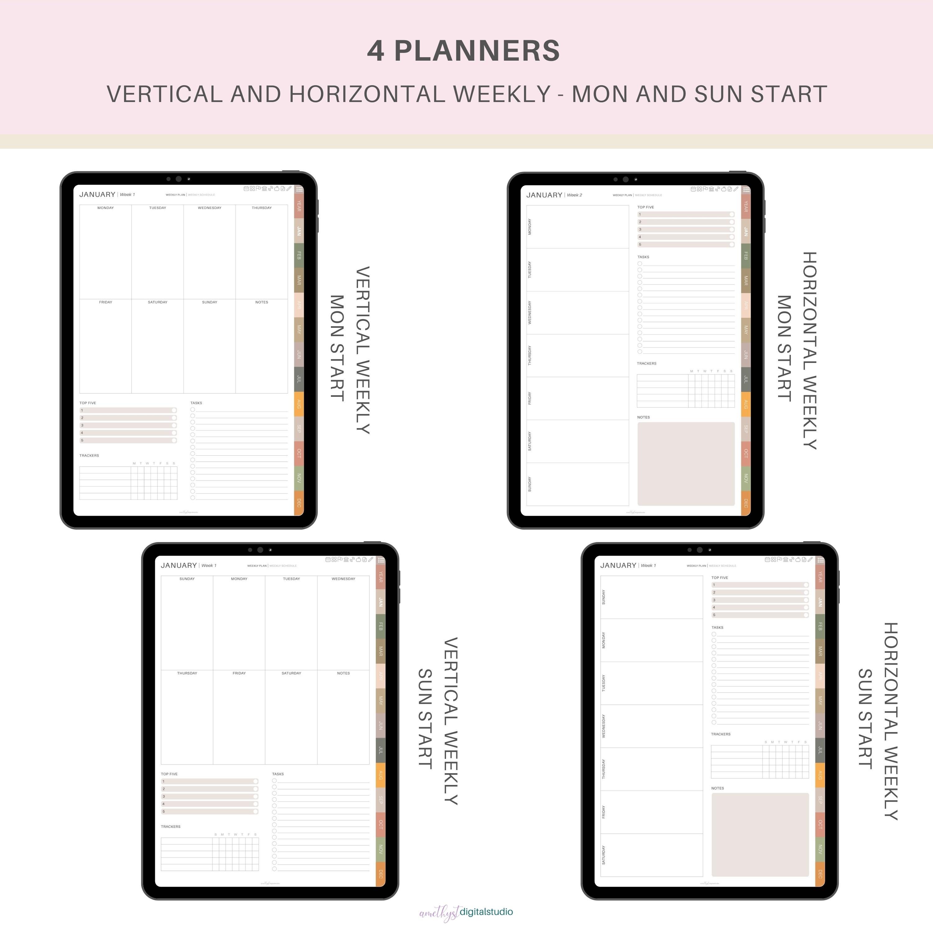 Undated Digital Planner - Earth Boho Tones - Hyperlinked PDF Digital ...