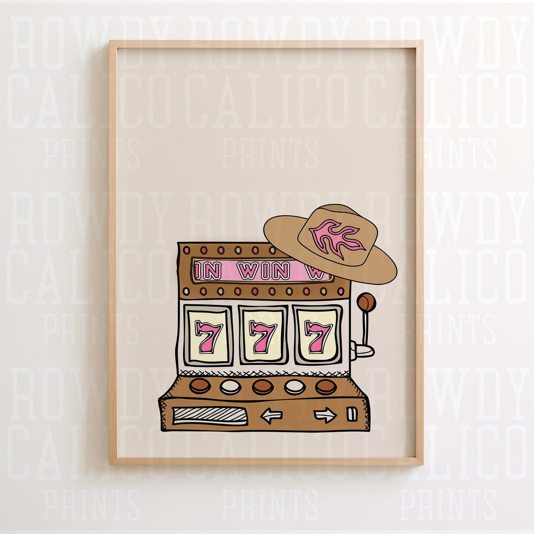 Lucky Cowgirl Slot Machine 777 Western Vintage Style Prints Minimalist ...