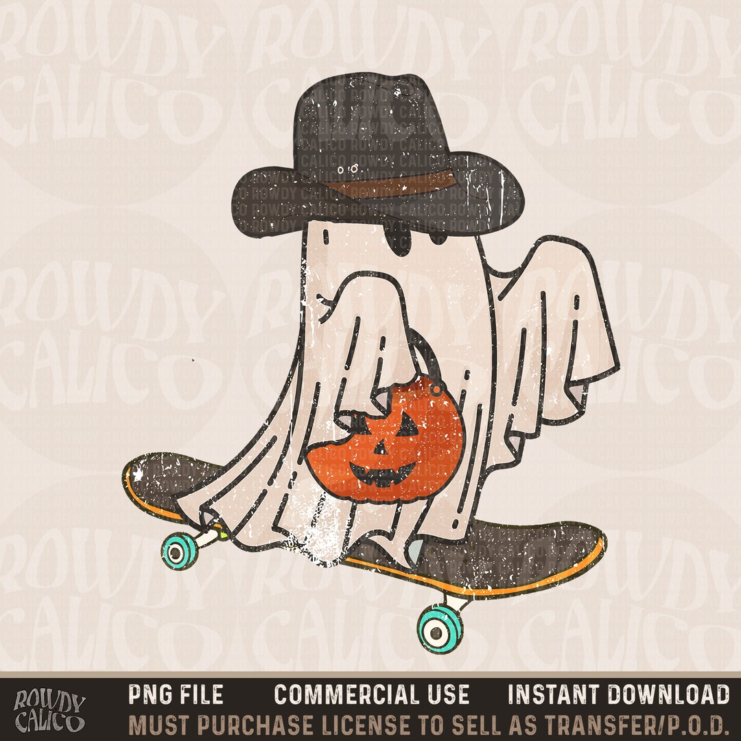 Cowboy Ghost Skating PNG Western Halloween PNG Western Ghost - Etsy