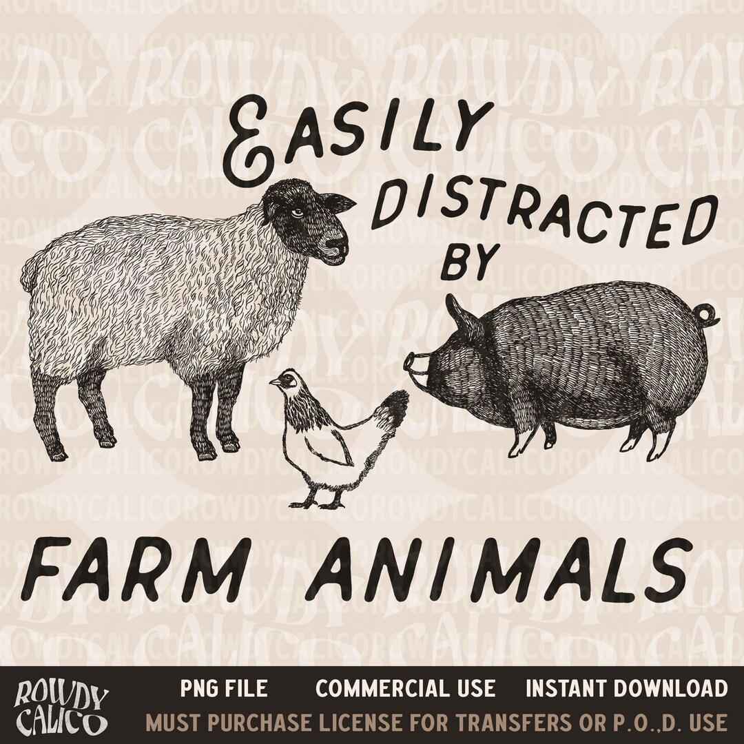 Easily Distracted by Farm Animals Western Instant Digital Download ...