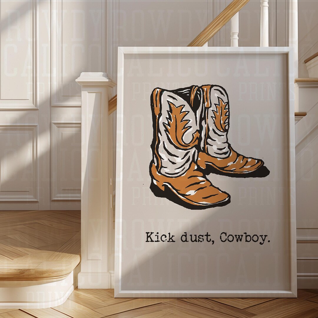 Kick Dust Cowboy Boots Western Vintage Style Drucke Minimalistische ...