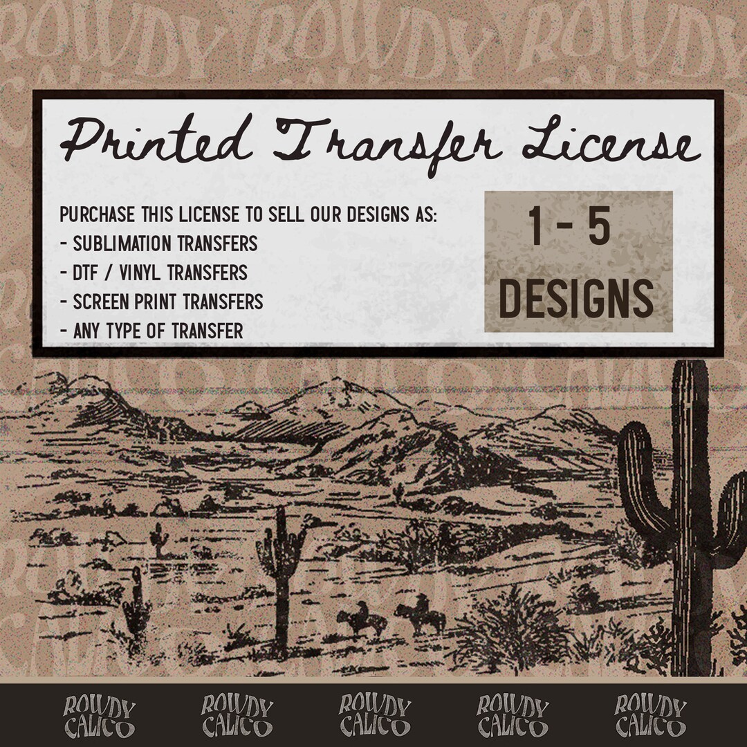 Printed Sublimation, DTF, Vinyl or Screen Print Transfer 1 to 5 Design ...