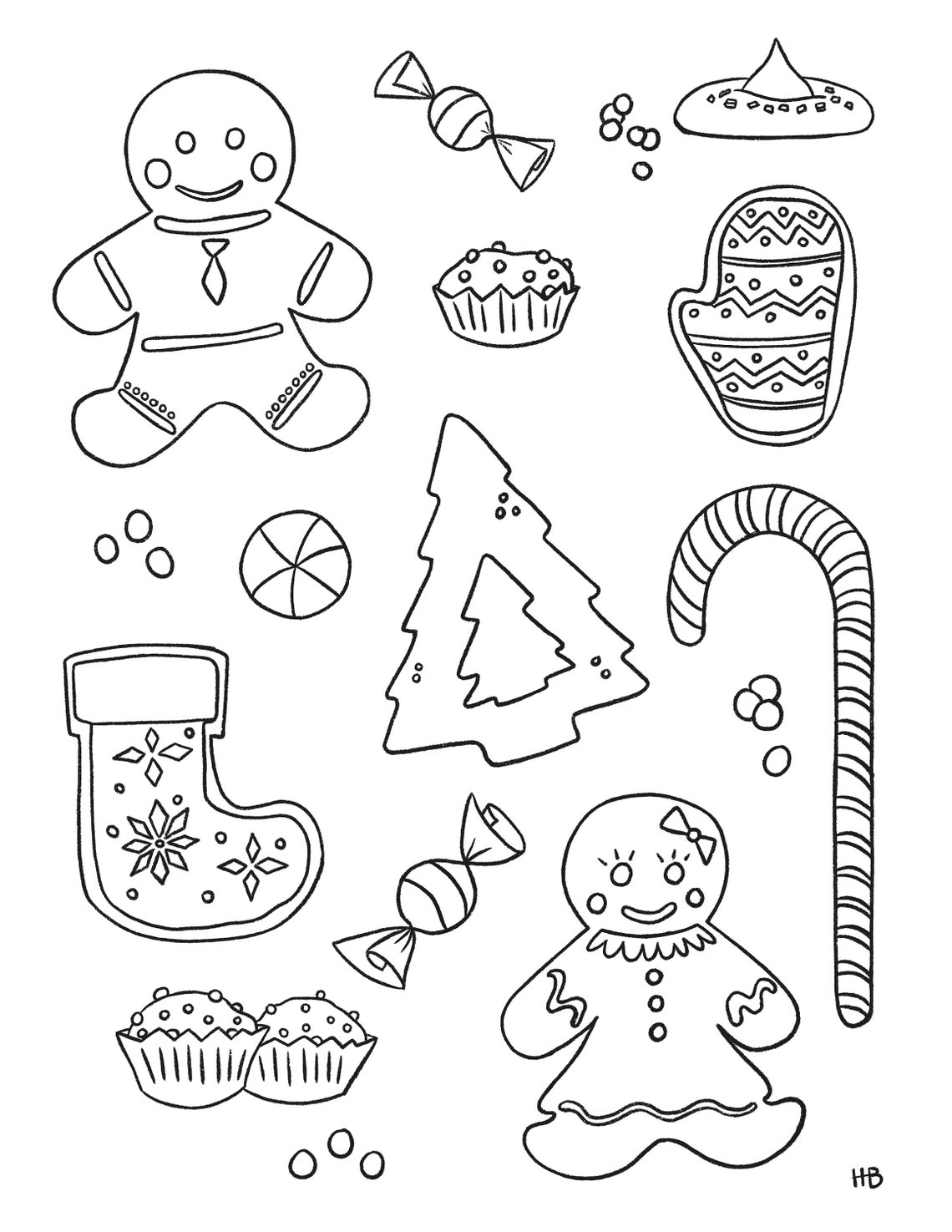 Printable Christmas Cookie Coloring Page - Etsy