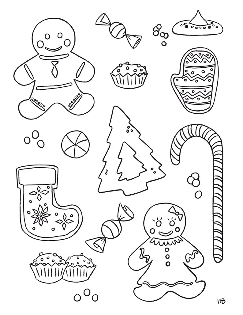 Printable Christmas Cookie Coloring Page - Etsy