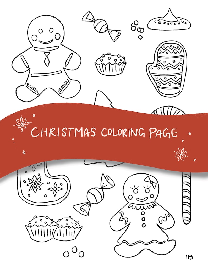 Printable Christmas Cookie Coloring Page - Etsy