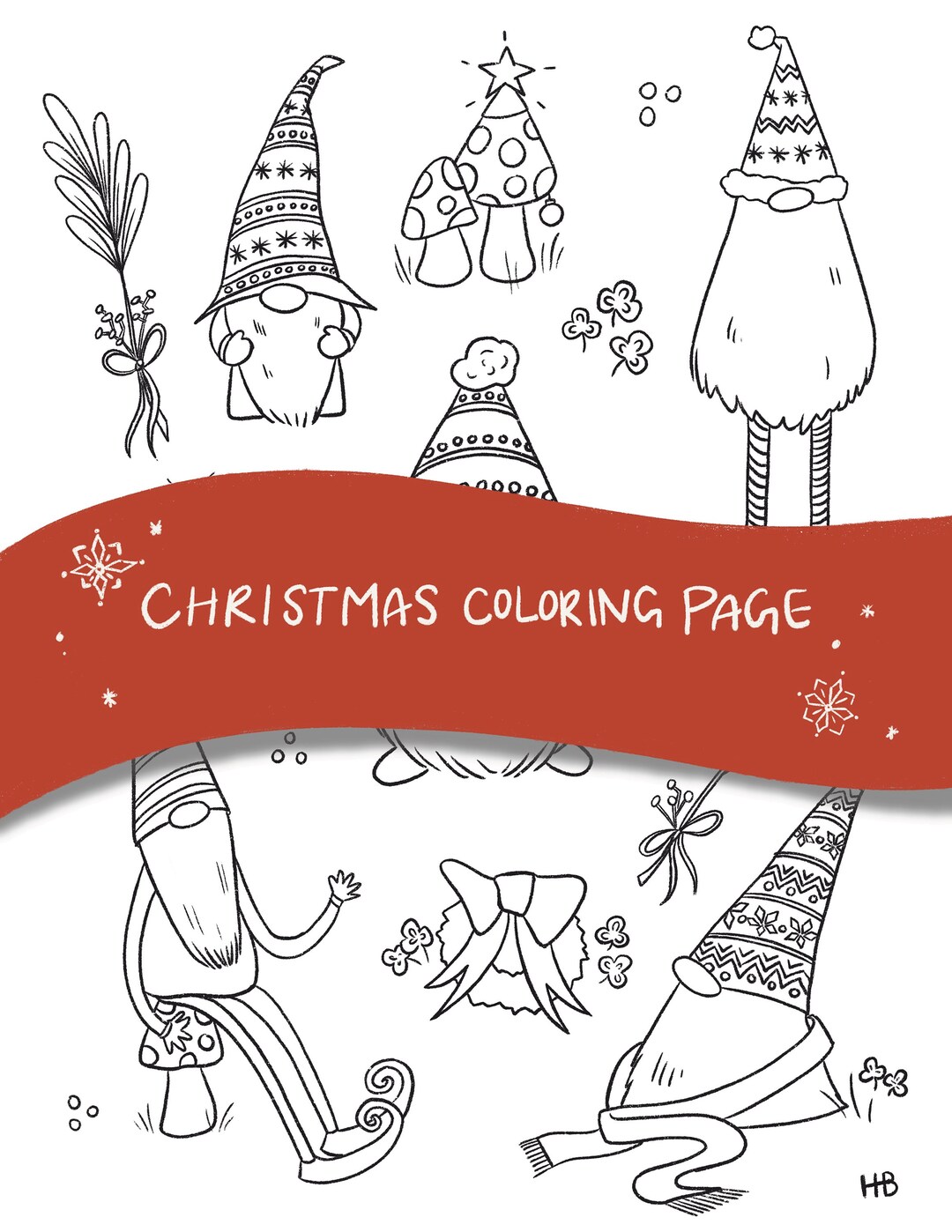 Christmas Gnomes Coloring Page - Etsy