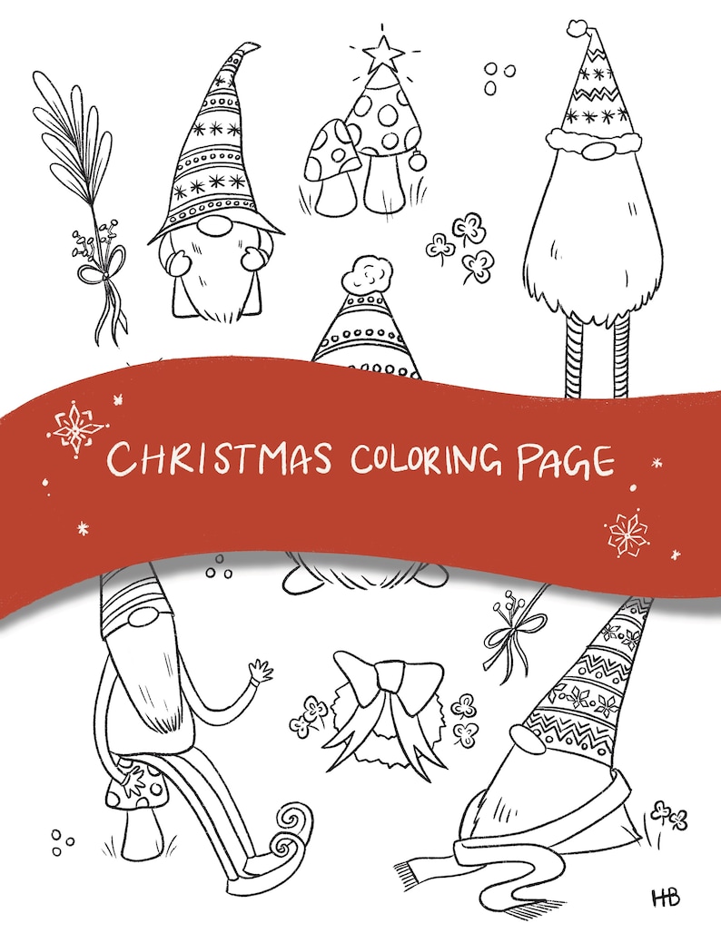 Christmas Gnomes Coloring Page - Etsy