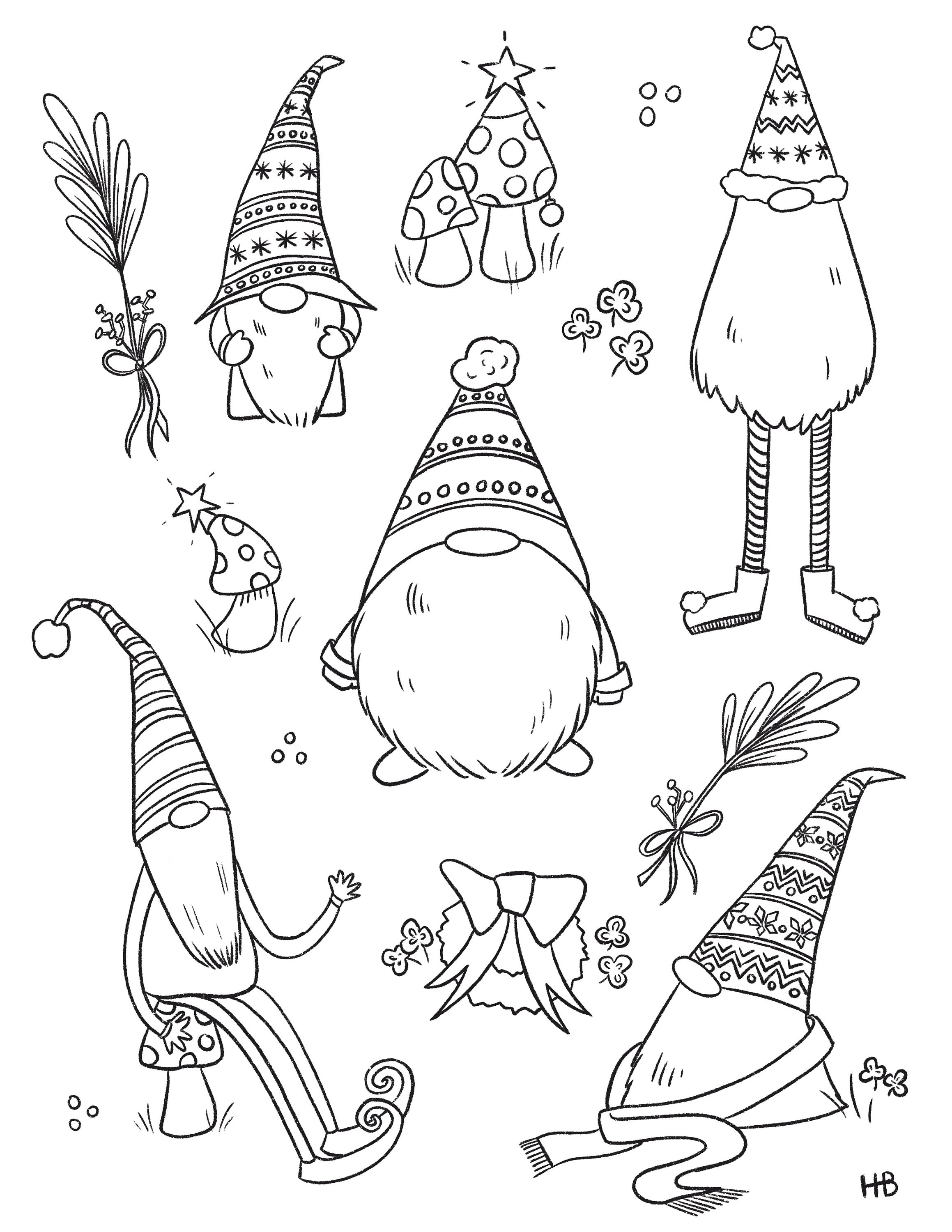Christmas Gnomes Coloring Page - Etsy