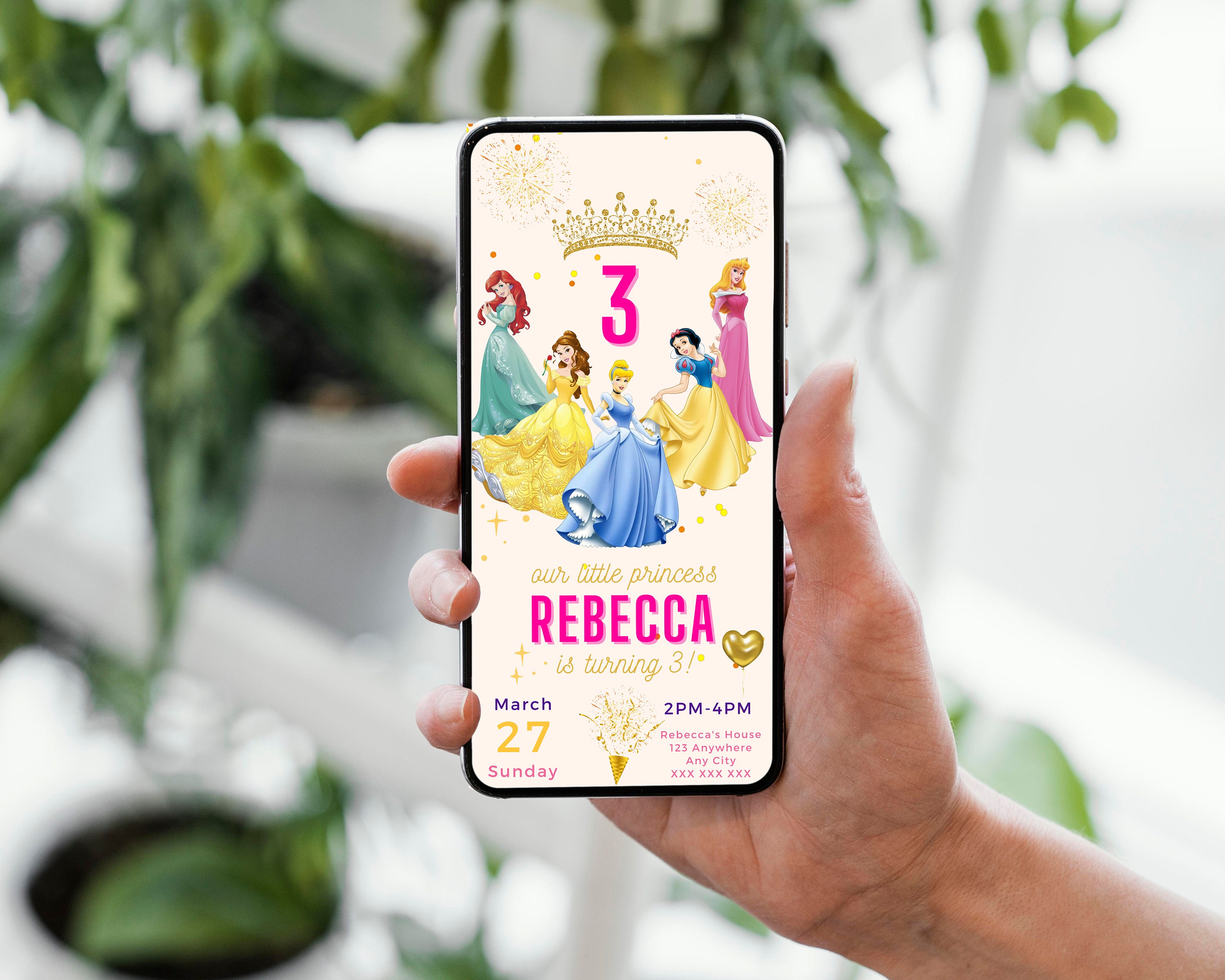 Princess Birthday Video Invitation: Animated Mobile Invite (digital) - Etsy