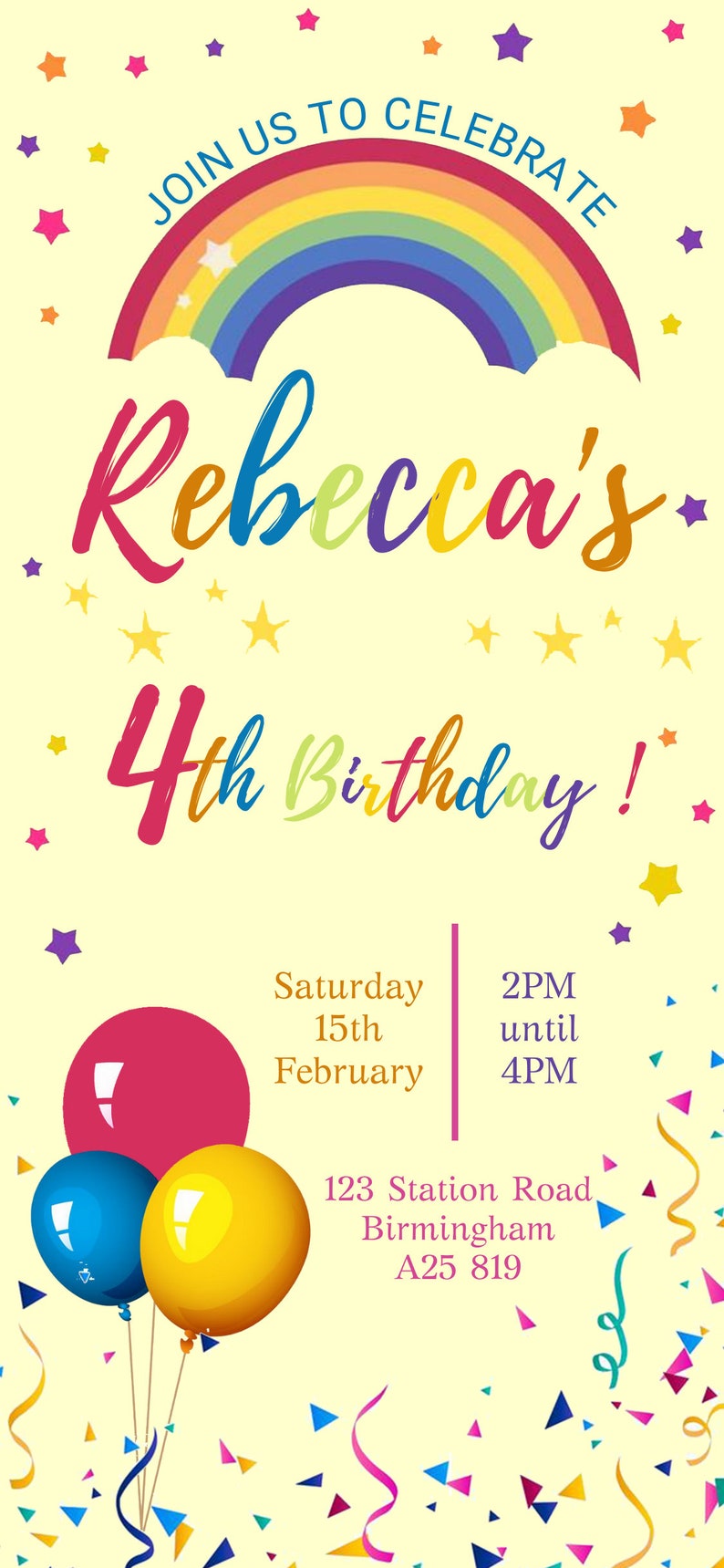 Rainbow Video Birthday Invitation Animated Birthday Rainbow - Etsy