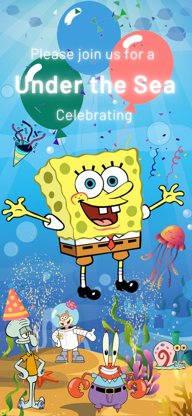 Spongebob Birthday Video Invitation: Animated Kids Party Invite ...