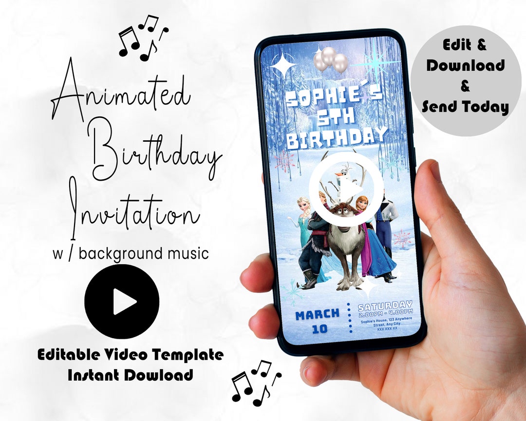 Animated Frozen Birthday Party Video Invitation (digital Evite) - Etsy