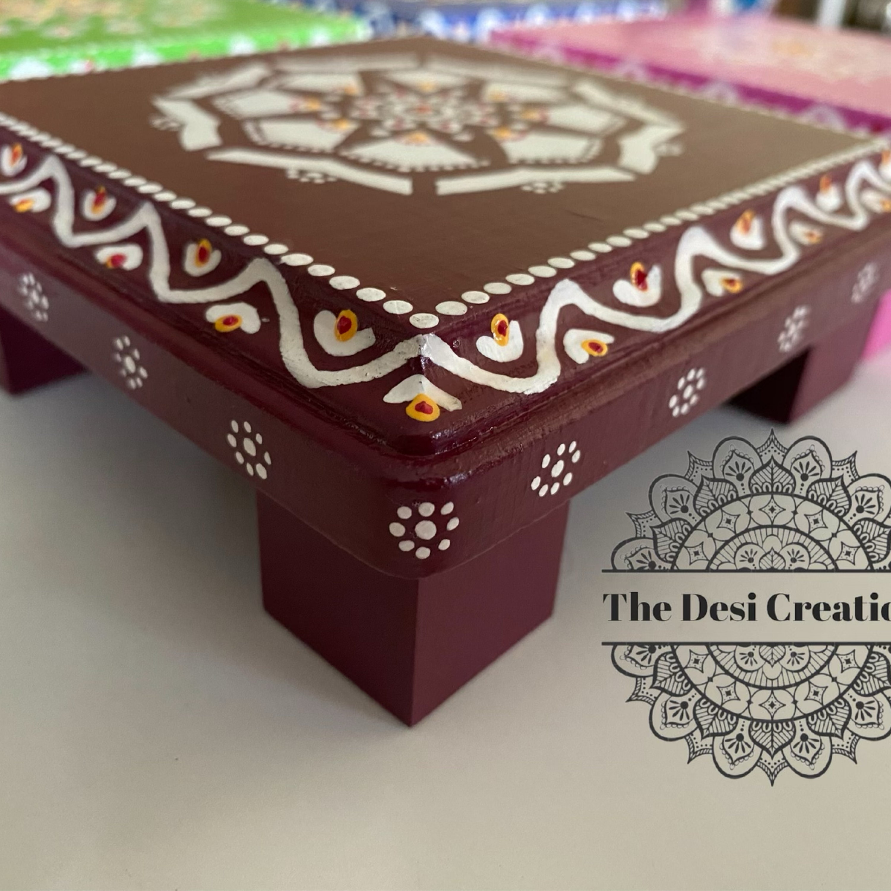 Mini 5inx5in peeta/chowki/table/palagai/stool for Pooja Room or a ...