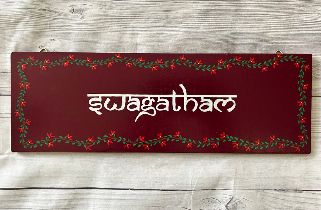 Swagatham Wood Sign, Door Sign - Etsy