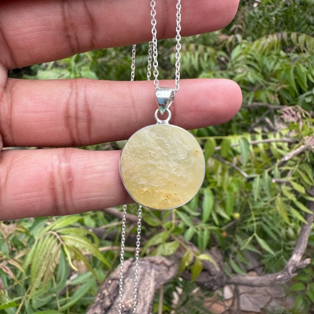 Libyan Desert Glass Pendant Silver Jewelry Libyan Glass Necklace, Real ...