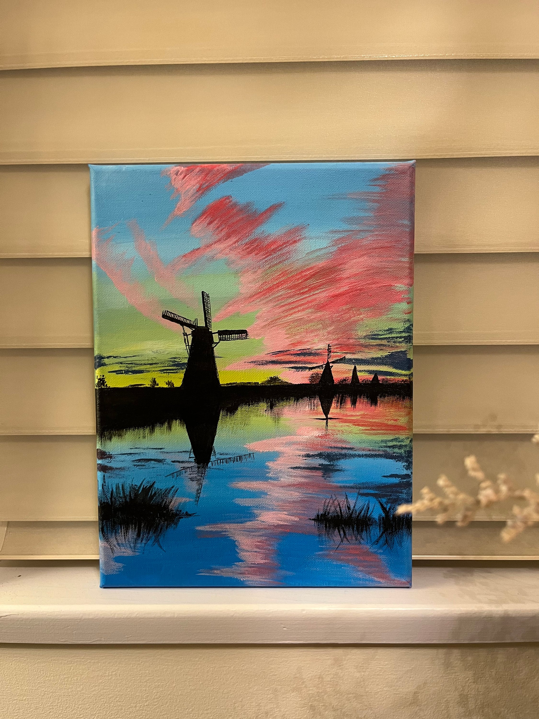 Blue Sunset Acrylic Painting