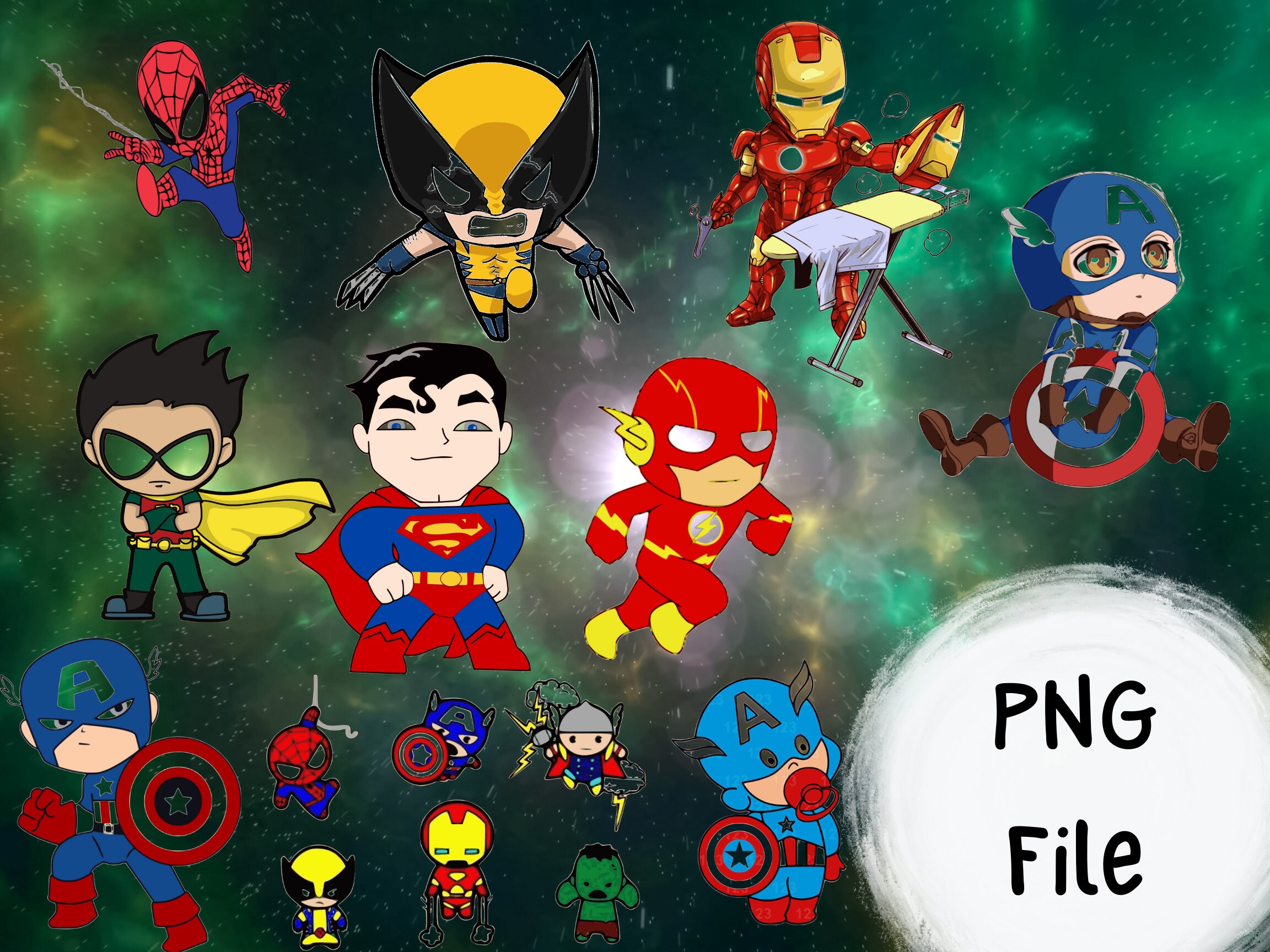 Marvel Baby Character PNG Bundle - Etsy