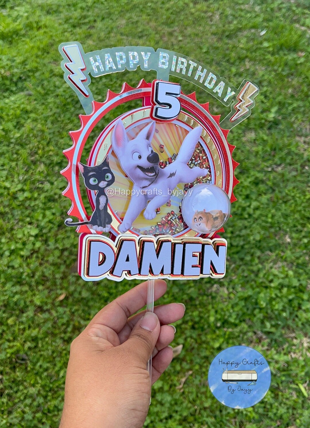 Bolt Inspired Cake Topper | Bolt Dog Cake Topper | Bolt Party Decore ...