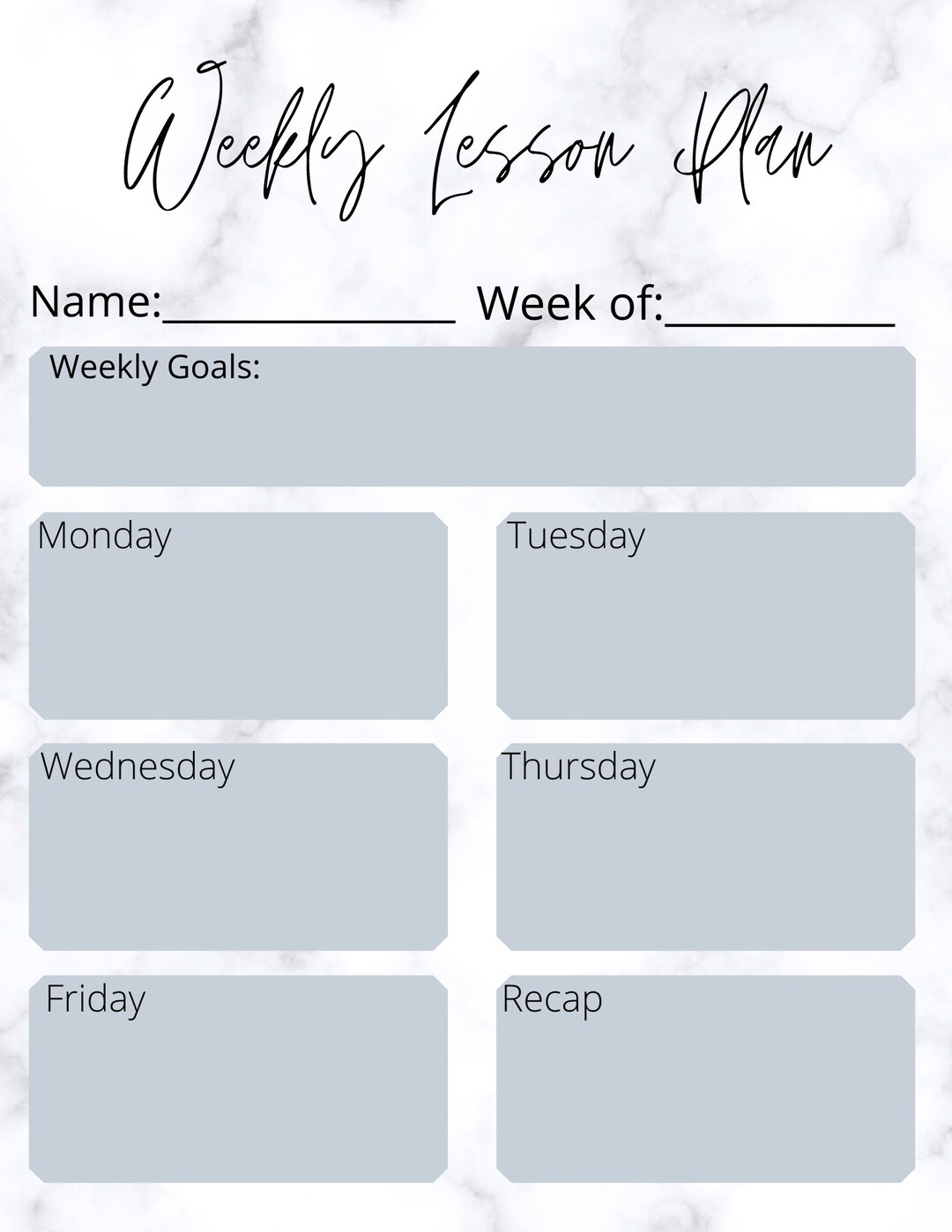 Teacher's Weekly Lesson Plan Printable Digital Download: Lesson Planner ...