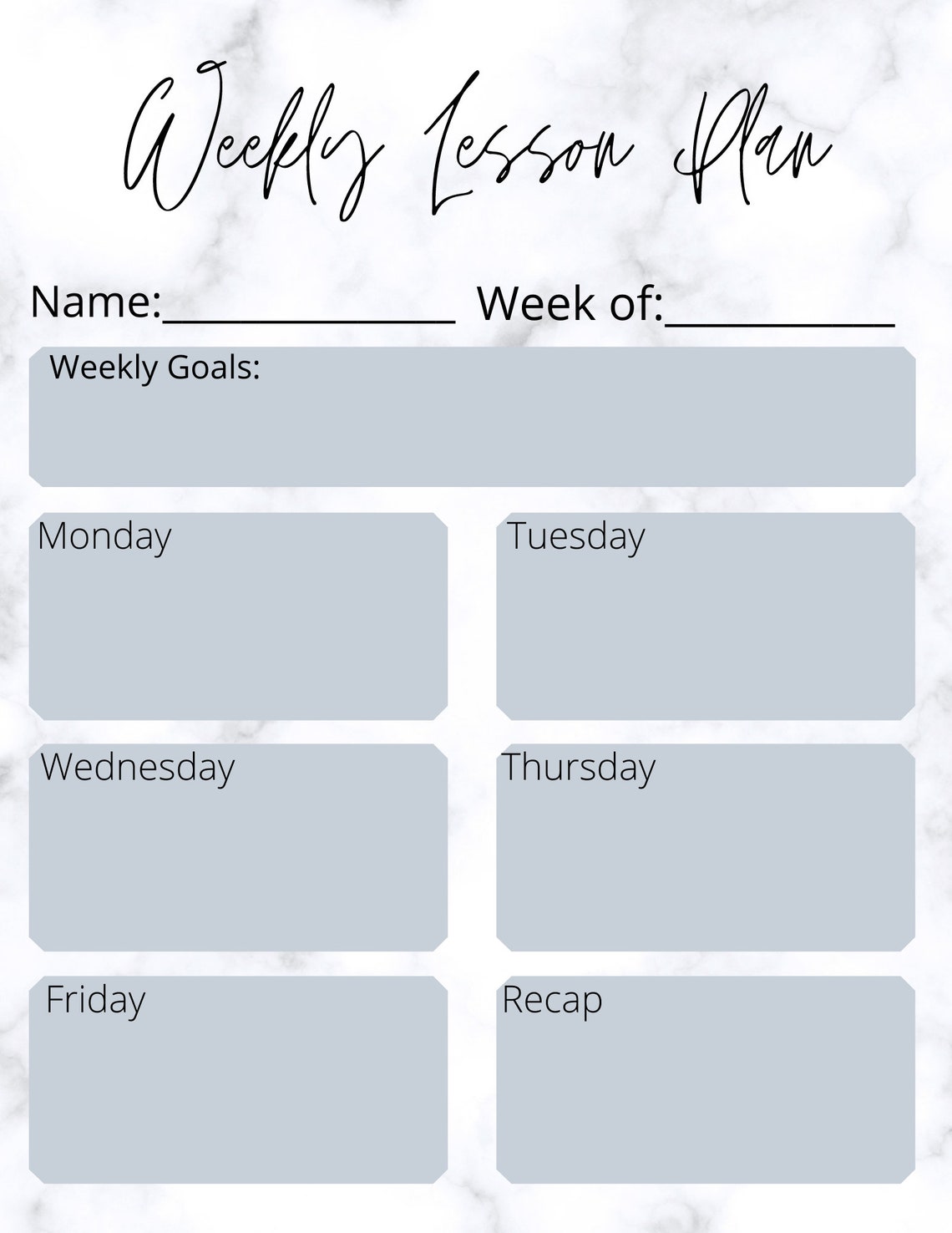 Teacher's Weekly Lesson Plan Printable Digital Download: Lesson Planner ...