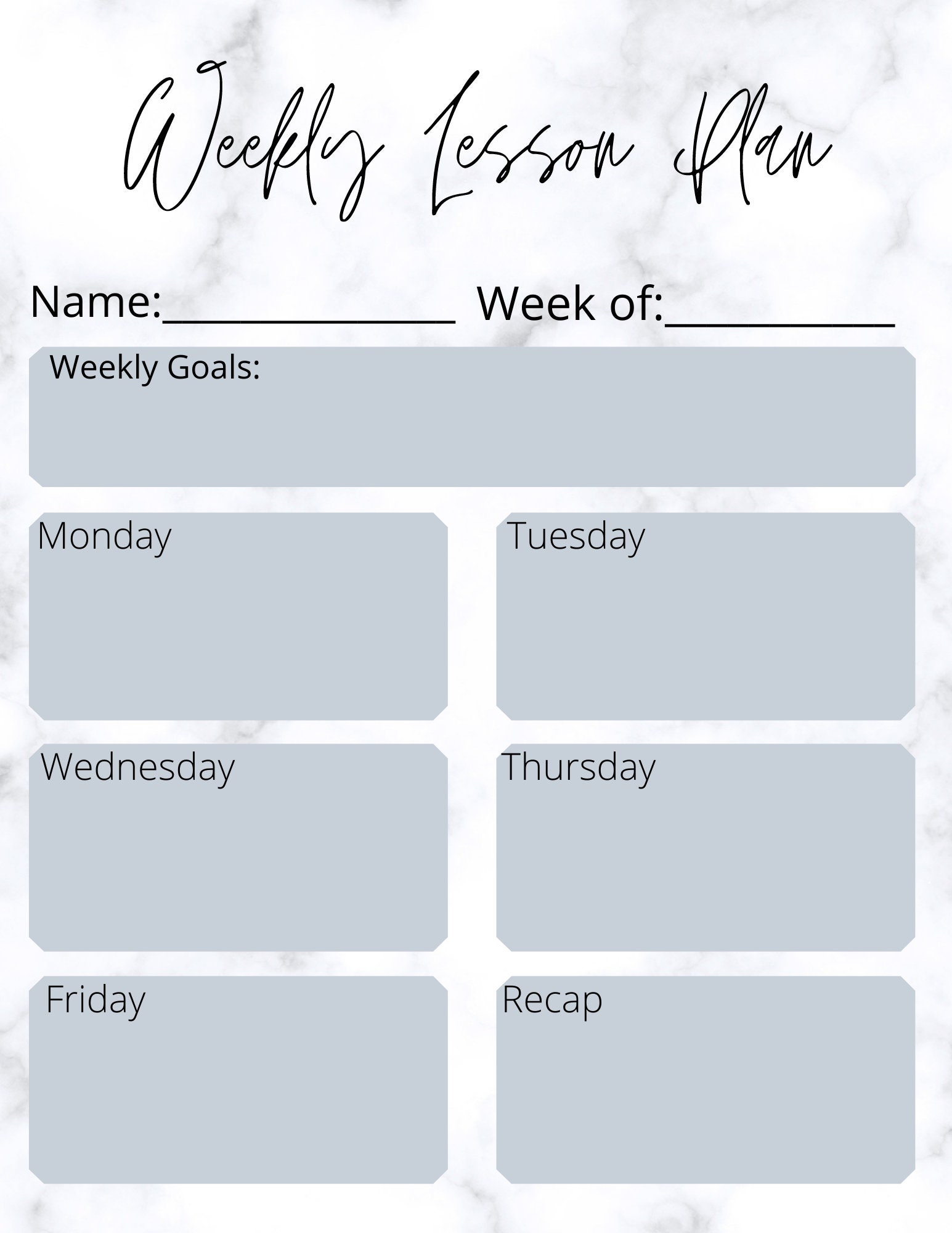Teacher's Weekly Lesson Plan Printable Digital Download: Lesson Planner ...