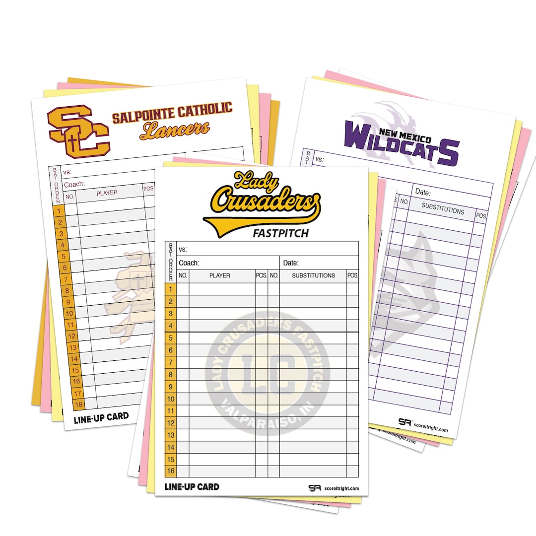 Custom Baseball Softball Lineup Cards – Personalized Lineup Cards – 32 ...