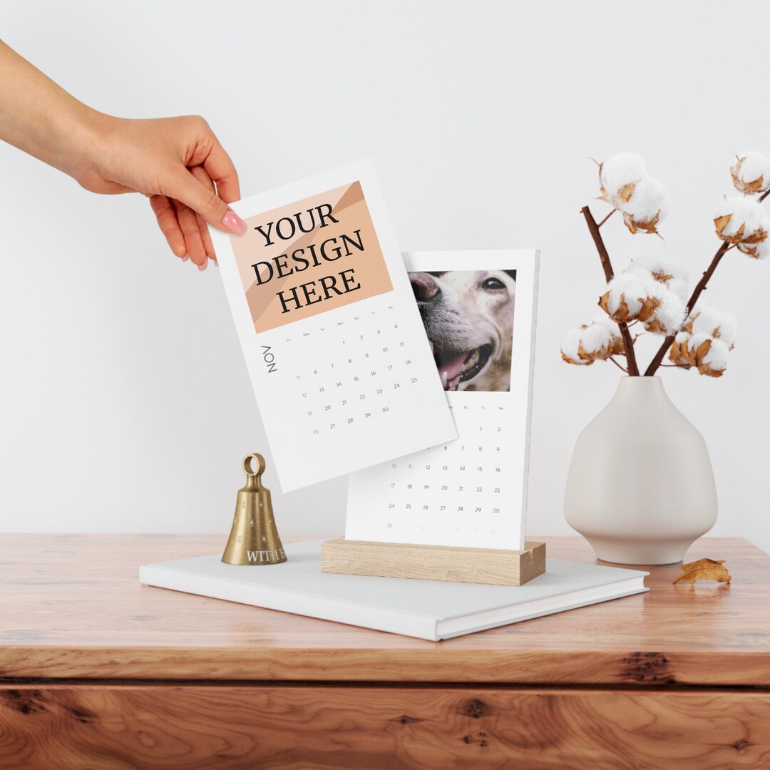 Custom 2023 Photo Desk Calendar With Oak Stand, Personalized Calendar ...