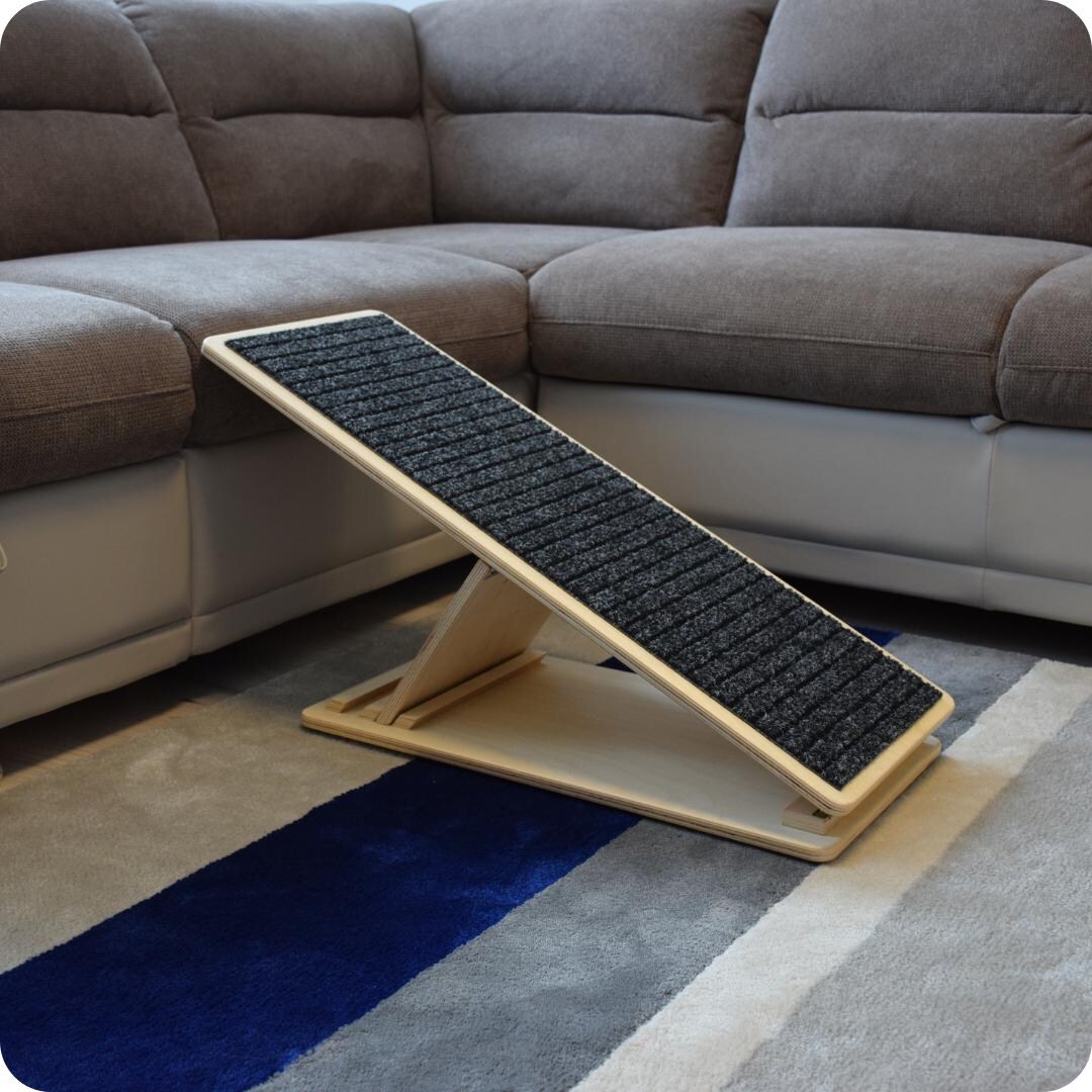 Small Dog Ramp for Bed or Couch: Birch Plywood, Ribbed Carpet, S Size ...