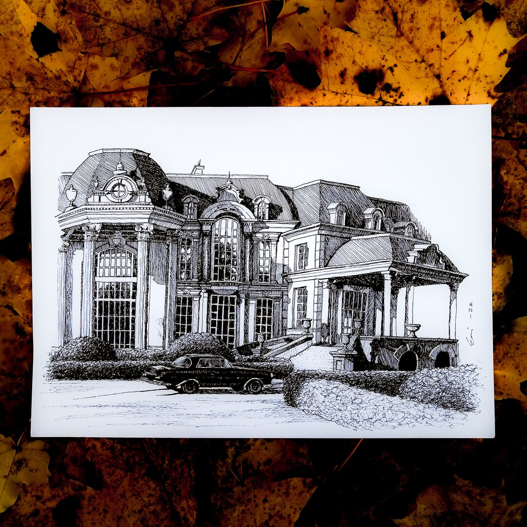 Some Fancy House an Ink Drawing - Etsy