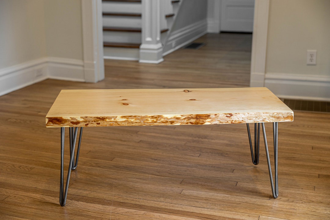 Live Edge Rustic Coffee Table Industrial Hairpin Leg Base for - Etsy