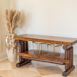 Rustic Live Edge Log TV Stand for Living Room With Media Center ...