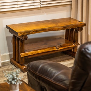 Rustic Live Edge Log TV Stand for Living Room With Media Center ...