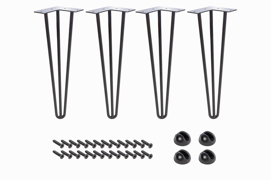 Hairpin Leg Base Set of 4 Black Coated Sturdy Legs Rods for Bench Legs ...