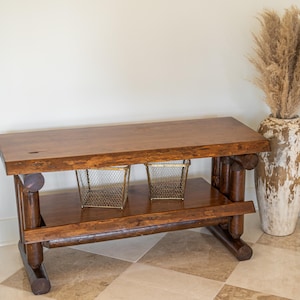 Rustic Live Edge Log TV Stand for Living Room With Media Center ...