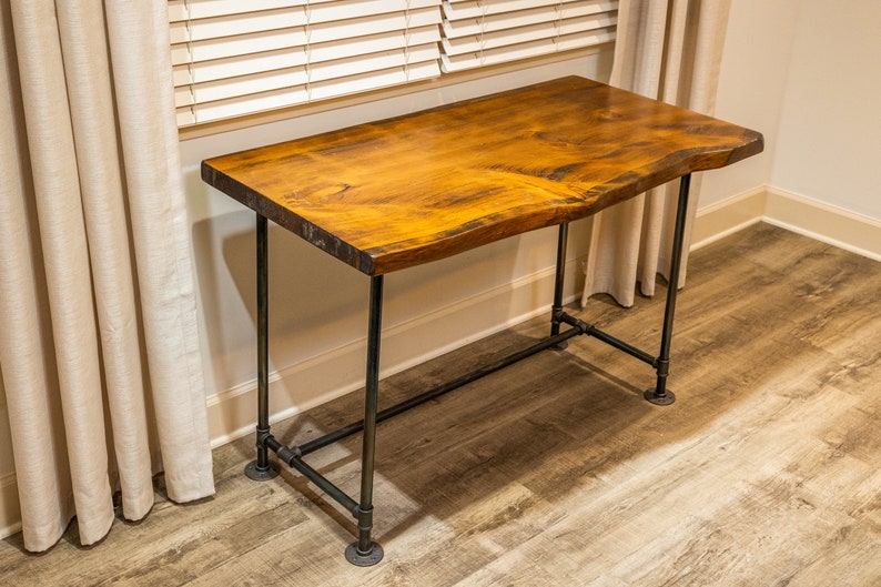 Rustic Live Edge Desk With Steampunk Industrial Pipe Legs - Etsy