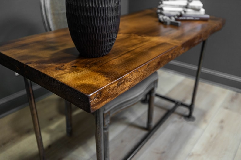 Rustic Live Edge Desk With Steampunk Industrial Pipe Legs - Etsy