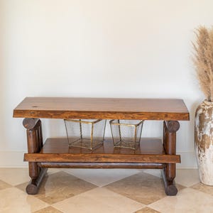 Rustic Live Edge Log TV Stand for Living Room With Media Center ...