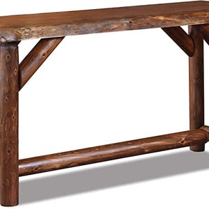 Rustic Log Sofa Table Living Room Console Table Log Leg Table for Couch ...